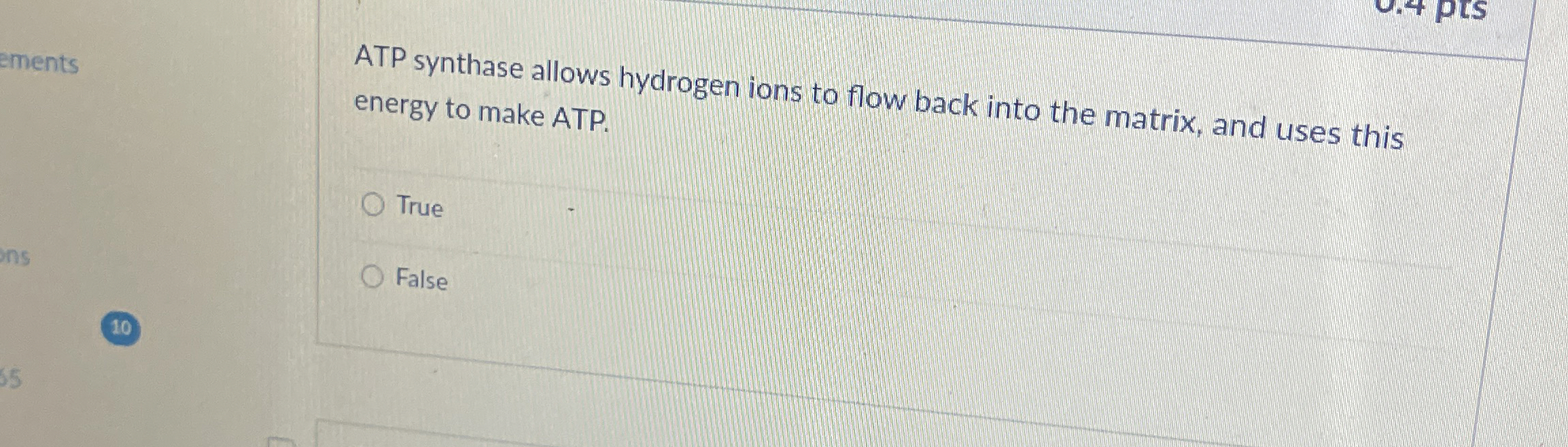 Solved ATP synthase allows hydrogen ions to flow back into | Chegg.com