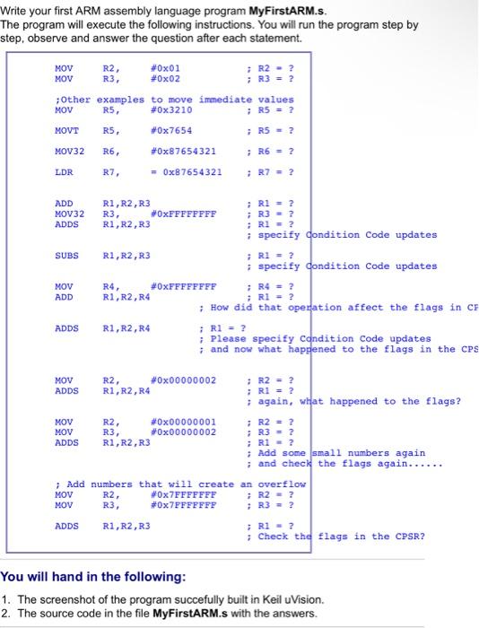 Solved Write your first ARM assembly language program | Chegg.com