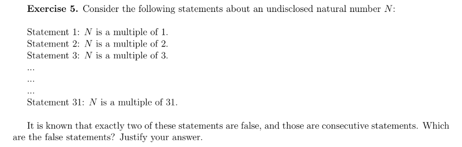 Solved Exercise 5. ﻿Consider the following statements about | Chegg.com