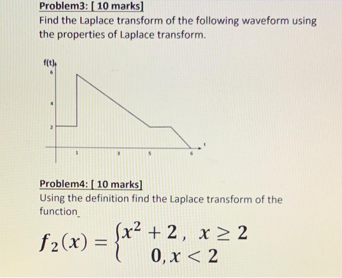 Solved Problem3: [ 10 marks] Find the Laplace transform of | Chegg.com