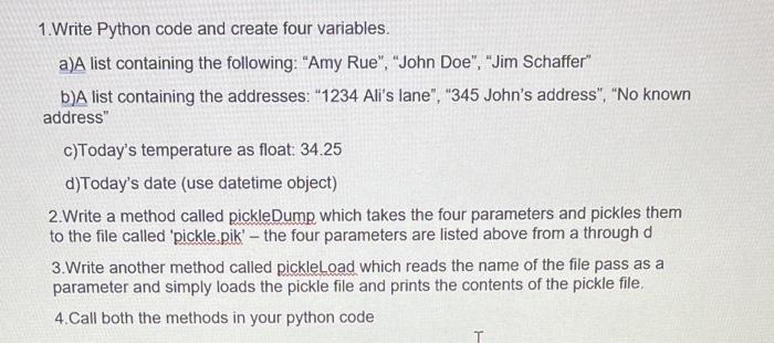 Solved 1. Write Python code and create four variables. a) A | Chegg.com