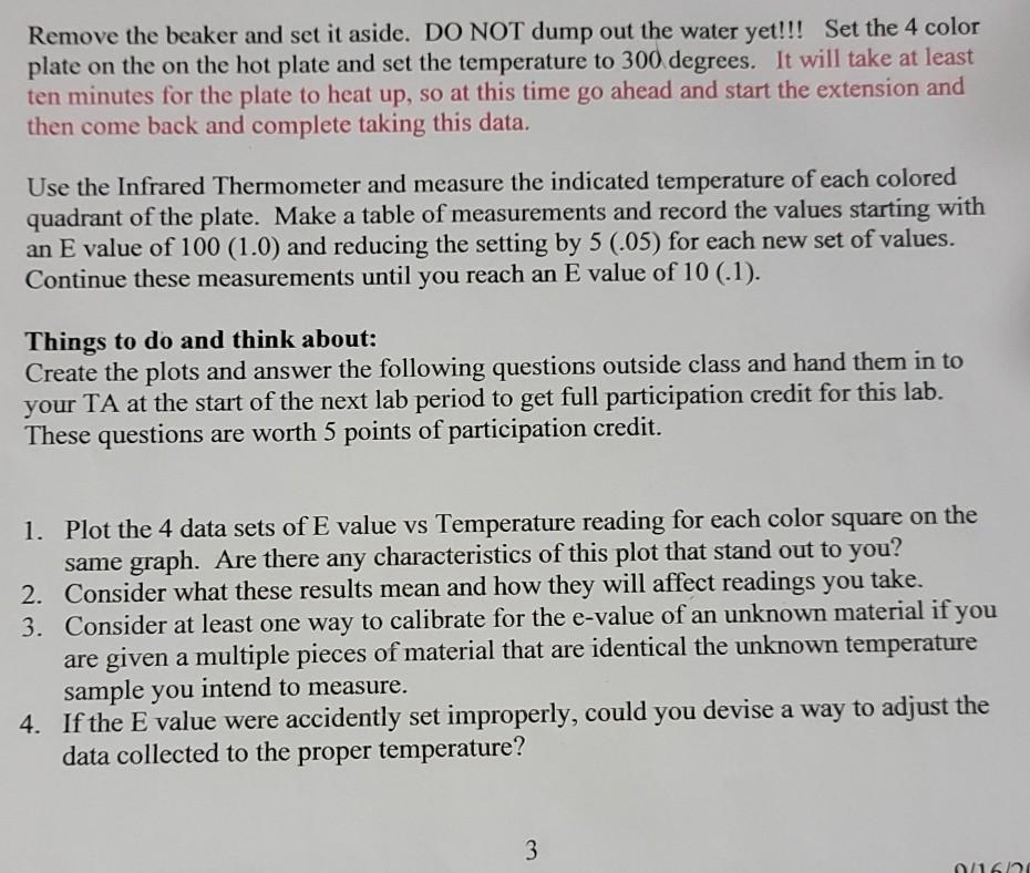 Solved Remove the beaker and set it aside. DO NOT dump out | Chegg.com