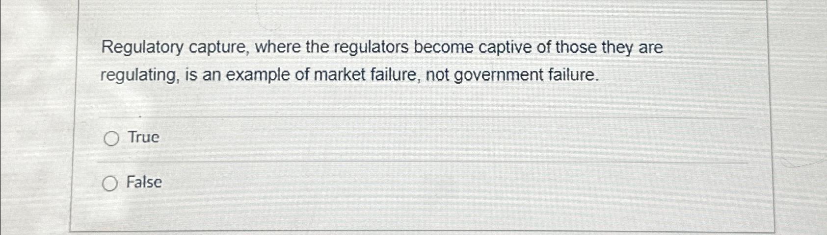 Solved Regulatory Capture Where The Regulators Become