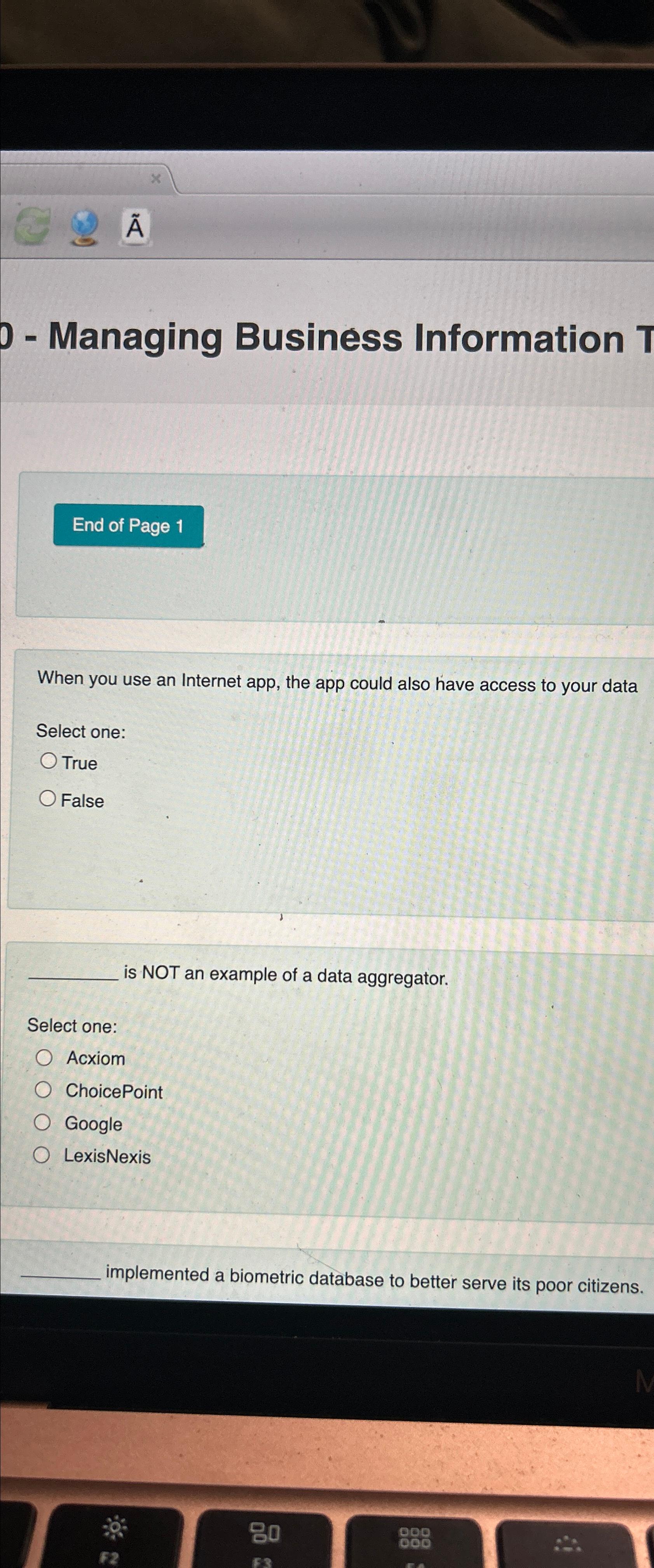 Solved tilde(A)Managing Business Information TWhen you use | Chegg.com