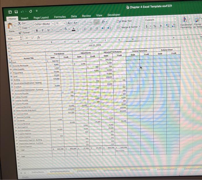 Solved Di Chapter 4 Excel Template revF221 | Chegg.com