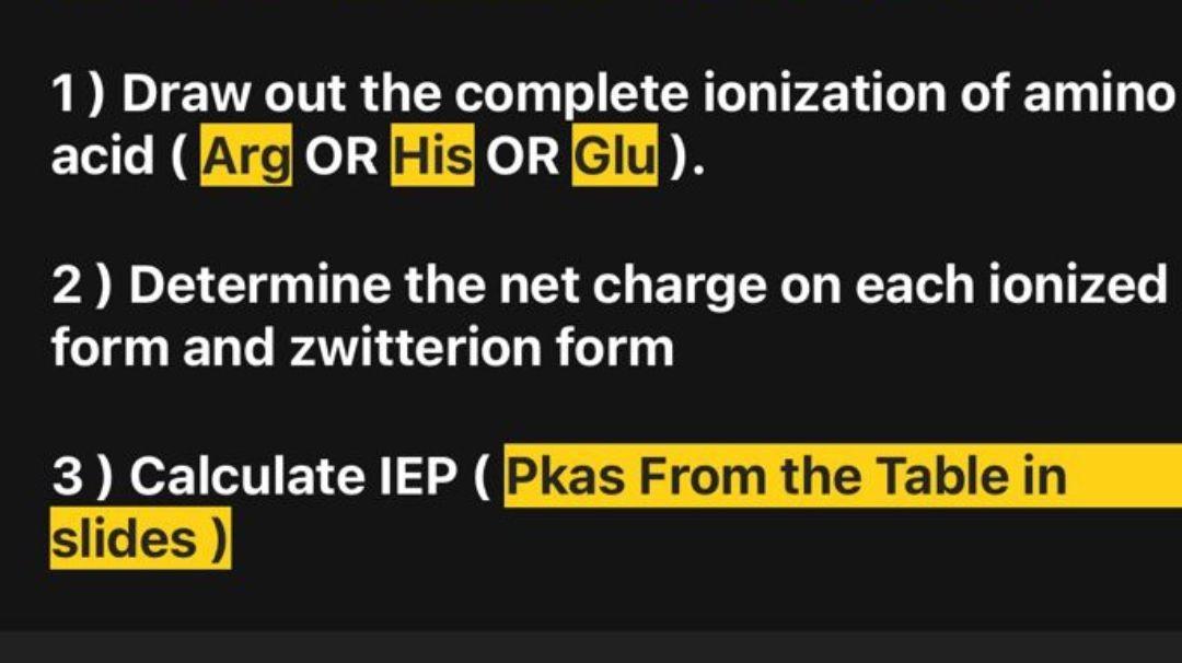Solved 1) Draw out the complete ionization of amino acid | Chegg.com