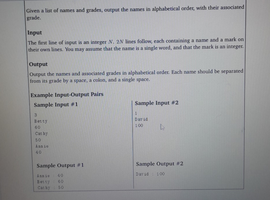Solved Given a list of names and grades, output the names in | Chegg.com