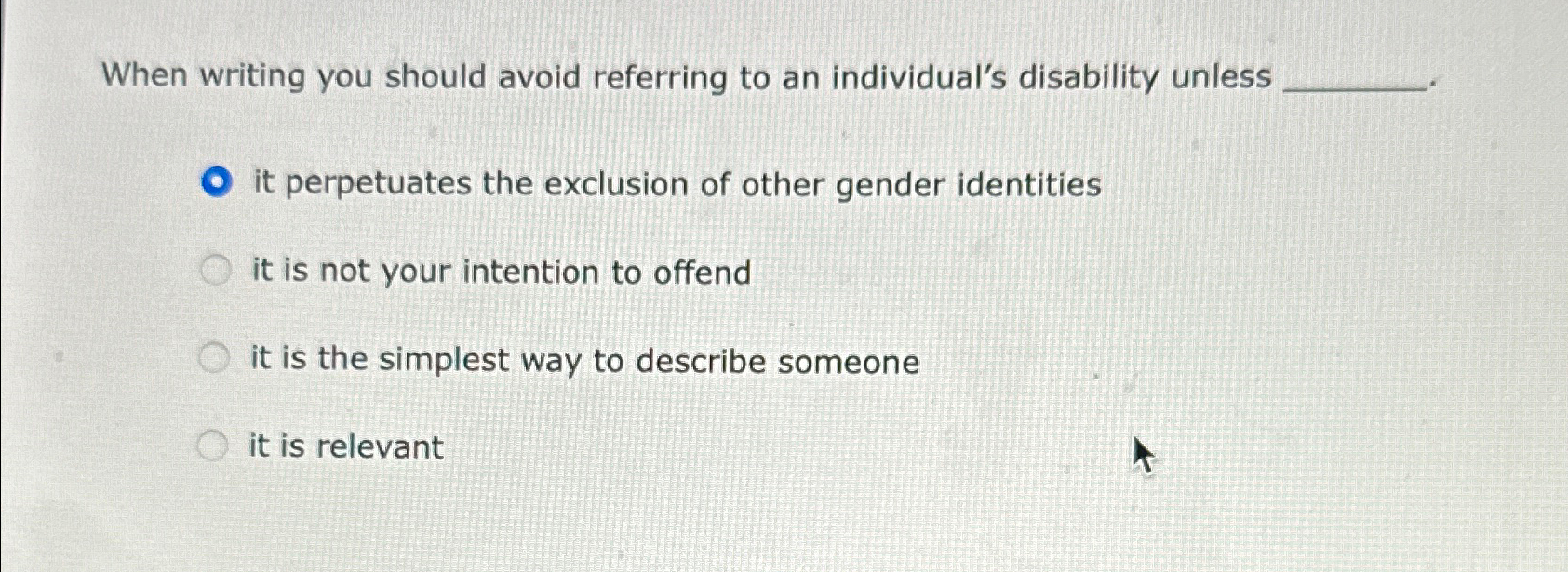 Solved When writing you should avoid referring to an | Chegg.com