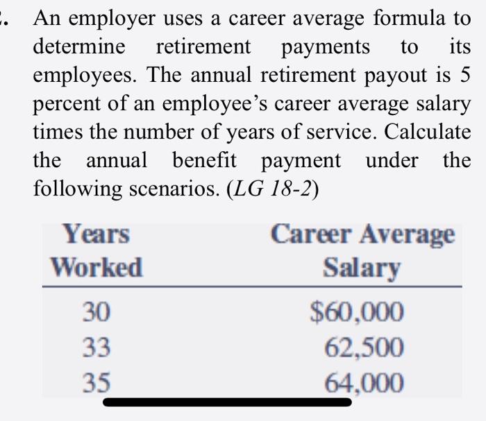 Solved An employer uses a career average formula to | Chegg.com