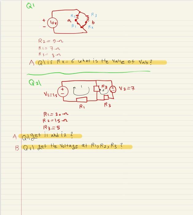Solved R2=9ΩR1=7ΩR3=8Ω AQ\ if Rx=6 what is the valle of Vab? | Chegg.com