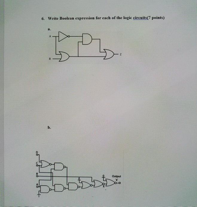 Solved 6. Write Boolean expression for each of the logic | Chegg.com