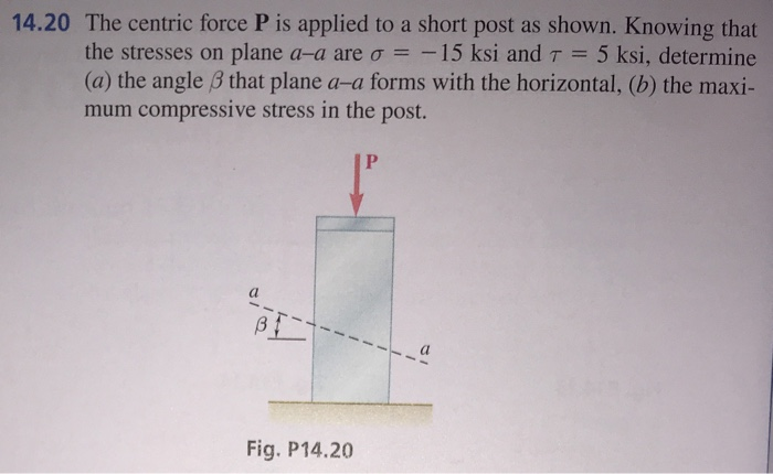 Solved 14.20 The centric force P is applied to a short post | Chegg.com