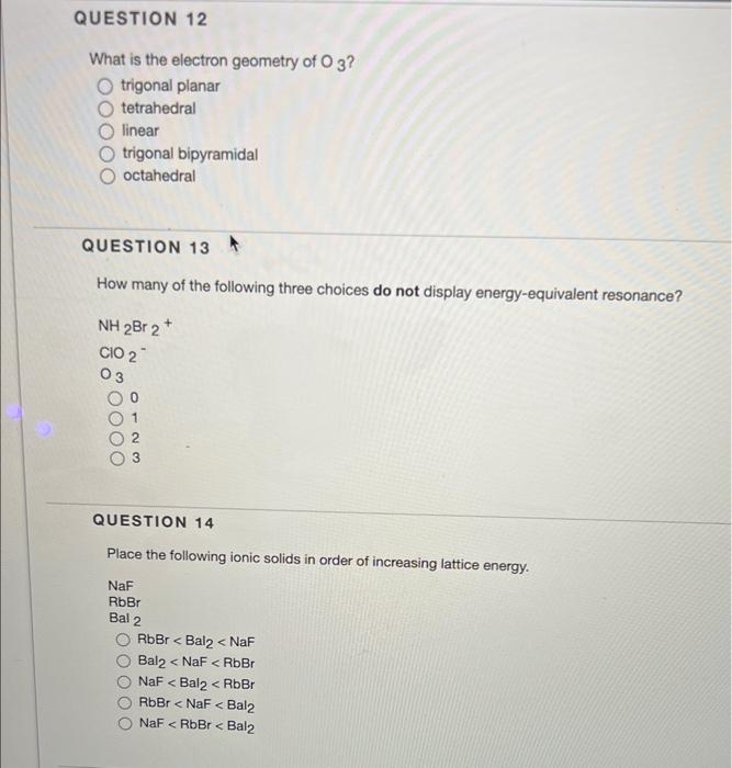 Solved What is the electron geometry of O3 ? trigonal planar | Chegg.com
