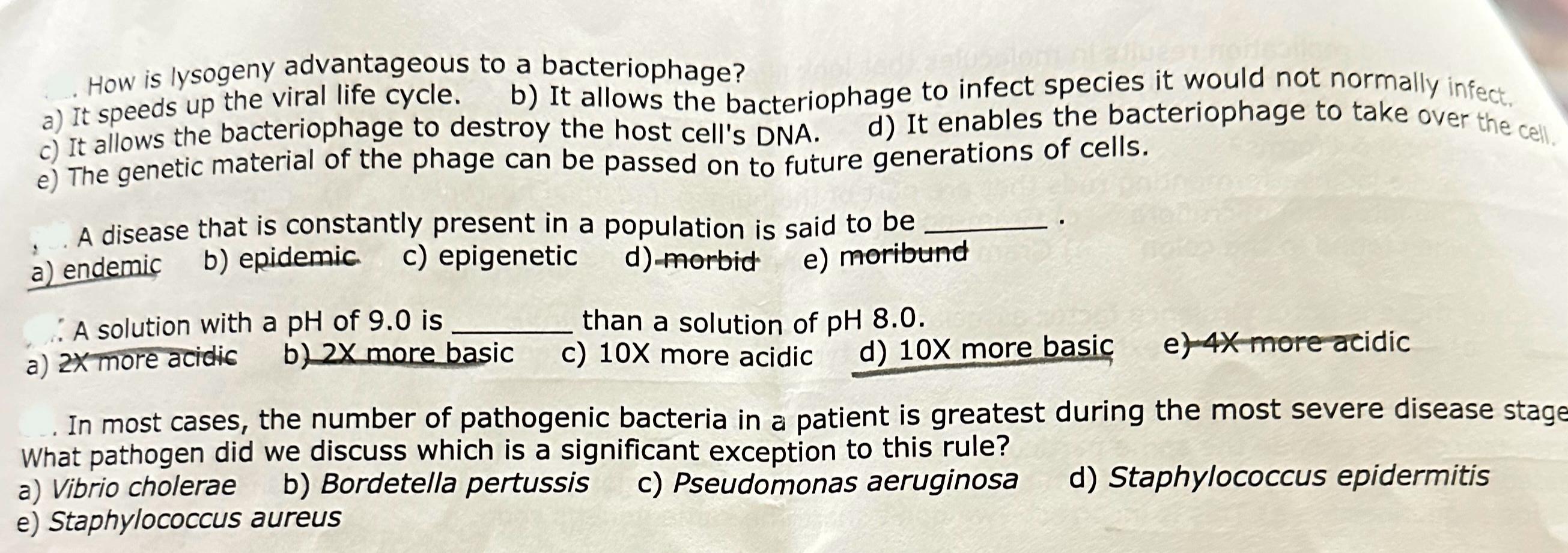 Solved How is lysogeny advantageous to a bacteriophage?a) | Chegg.com