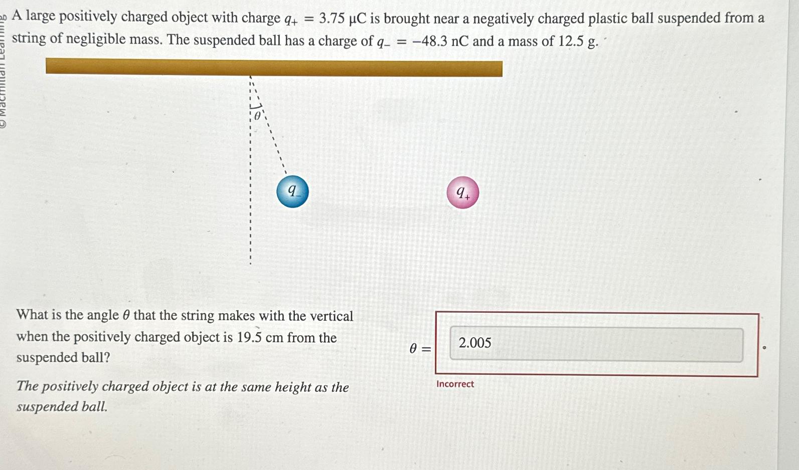 Solved A large positively charged object with charge | Chegg.com