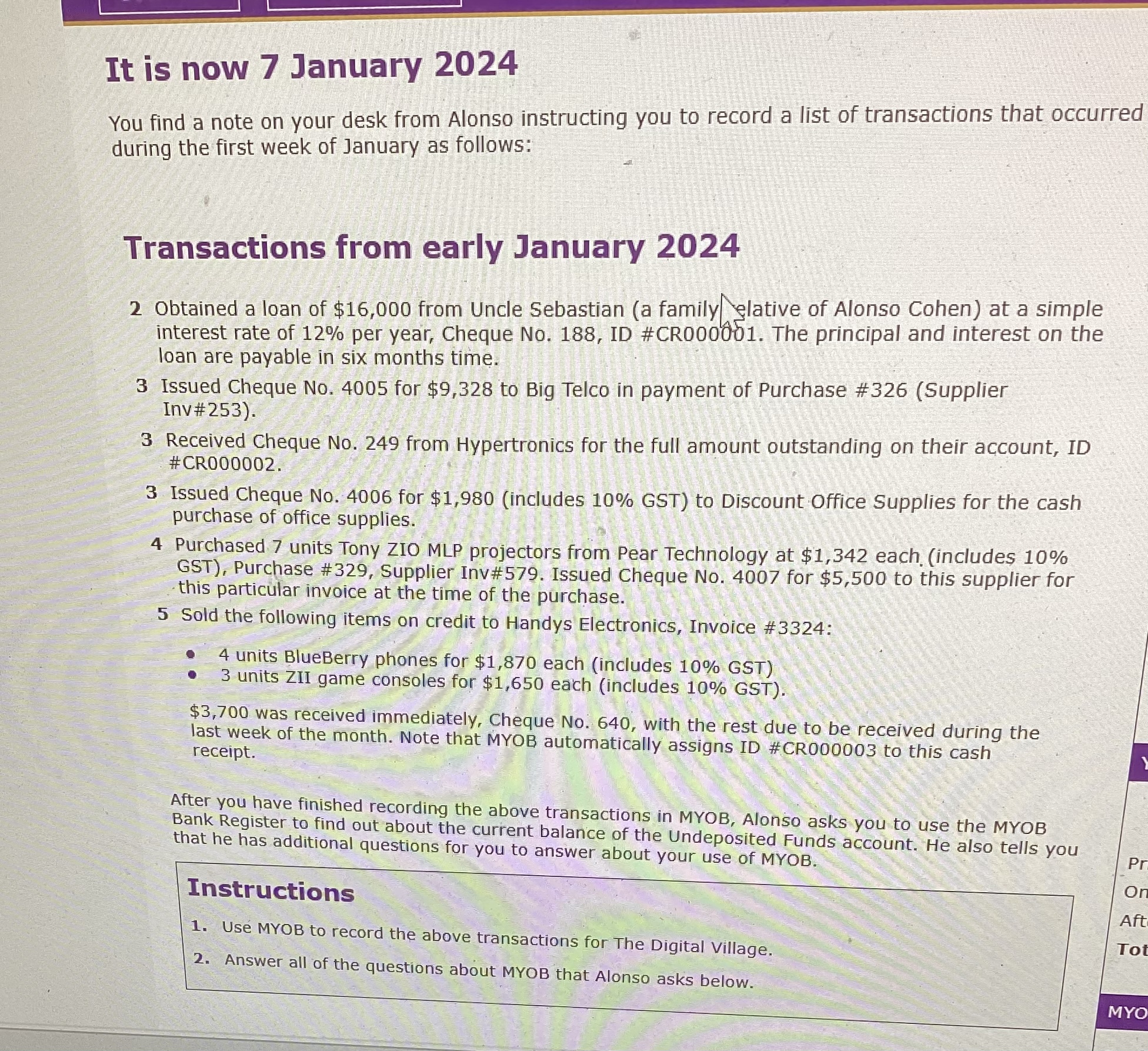 Solved It is now 7 ﻿January 2024You find a note on your desk | Chegg.com