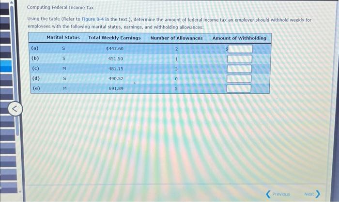 Computing Federal Income Tax Using the table (Refer | Chegg.com