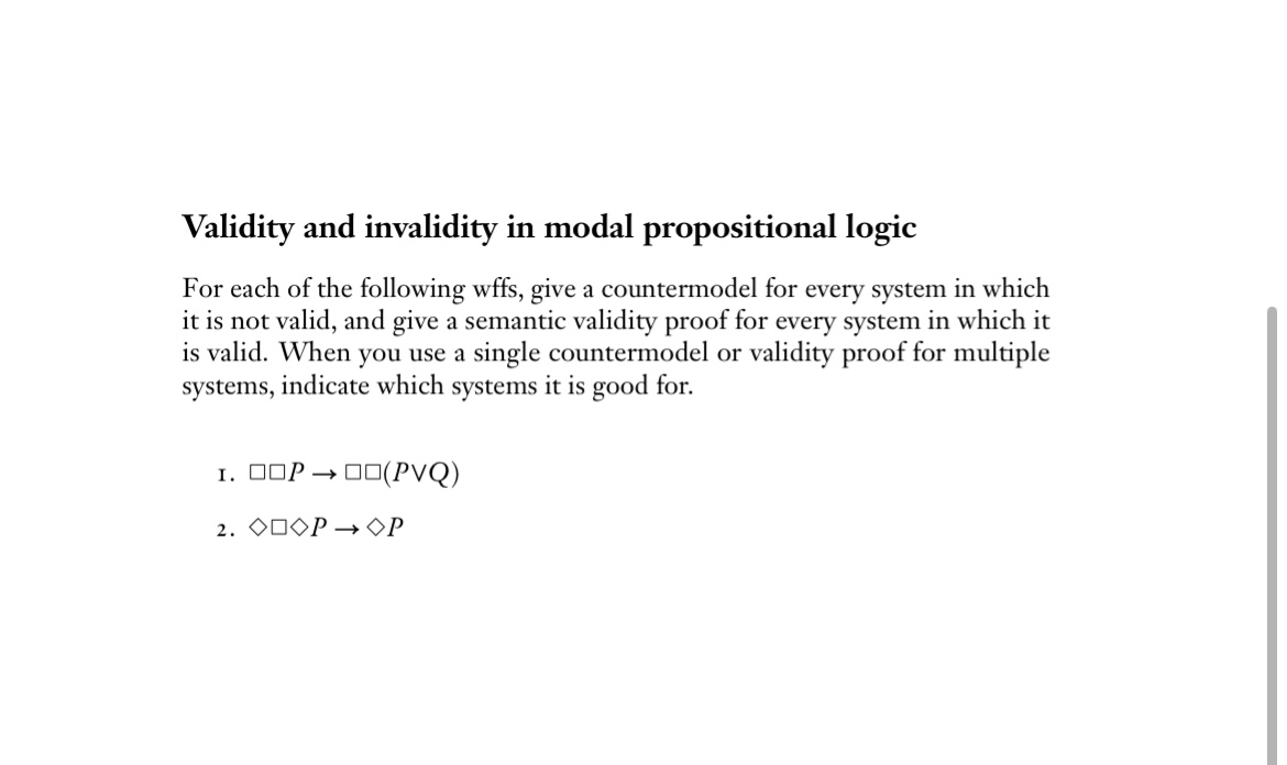 Solved Validity and invalidity in modal propositional | Chegg.com