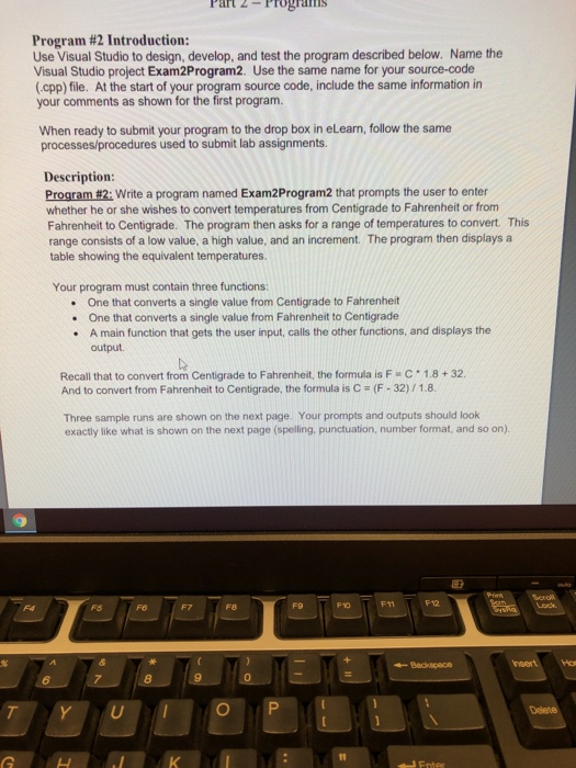 Solved Part 2 - Programs Program #2 Introduction: Use Visual | Chegg.com