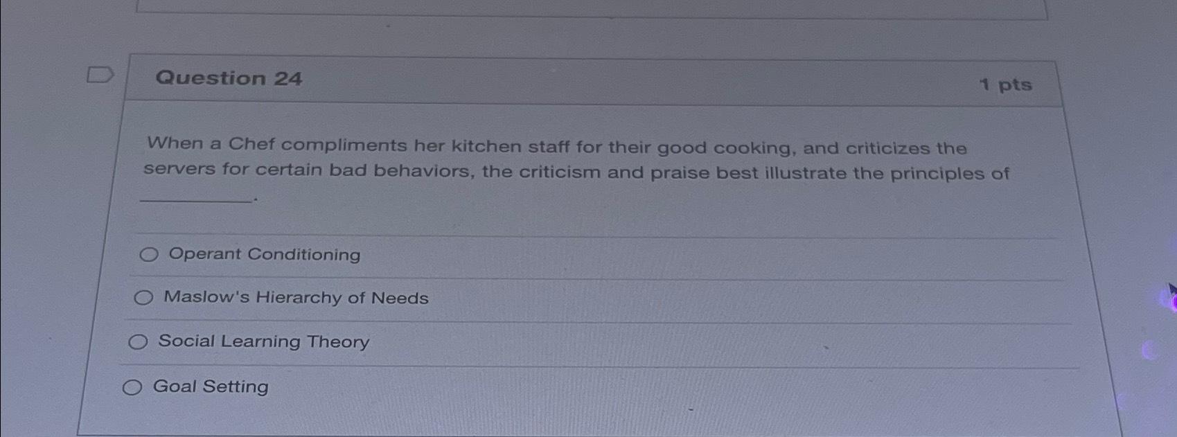 Solved Question 241 ﻿ptsWhen a Chef compliments her kitchen | Chegg.com