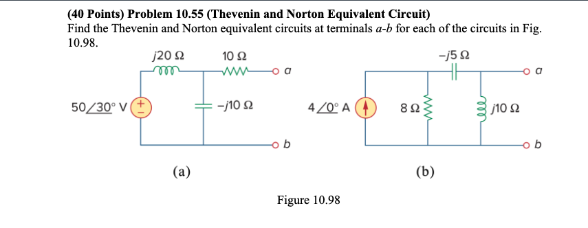 Solved (40 ﻿Points) ﻿Problem 10.55 (Thevenin and Norton | Chegg.com