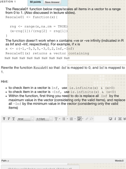 Solved WESTION 1 50 points Save Answer The Rescale01 | Chegg.com