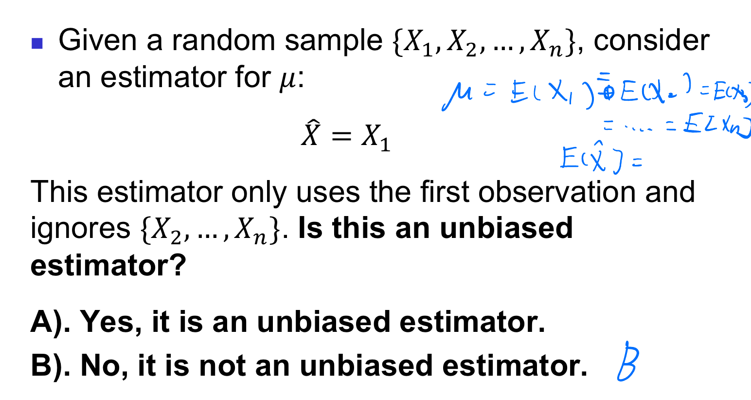 Solved Given a random sample {x1,x2,dots,xn}, ﻿consider an | Chegg.com