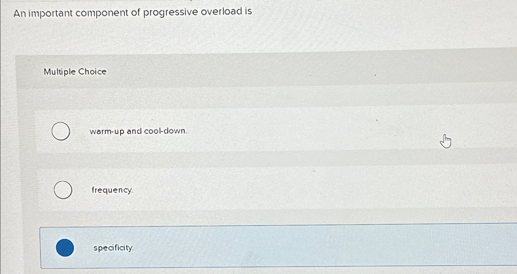 Solved An important component of progressive overload | Chegg.com