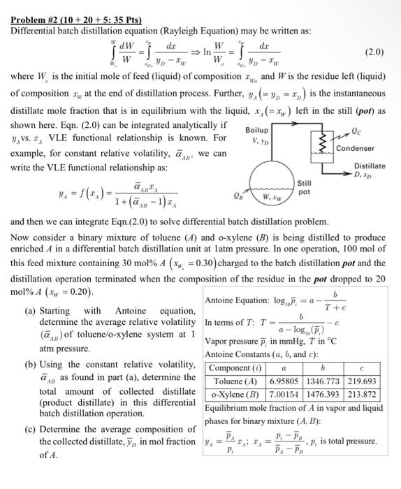 Solved Problem #2(10+20+5:35 Pts ) Differential batch | Chegg.com