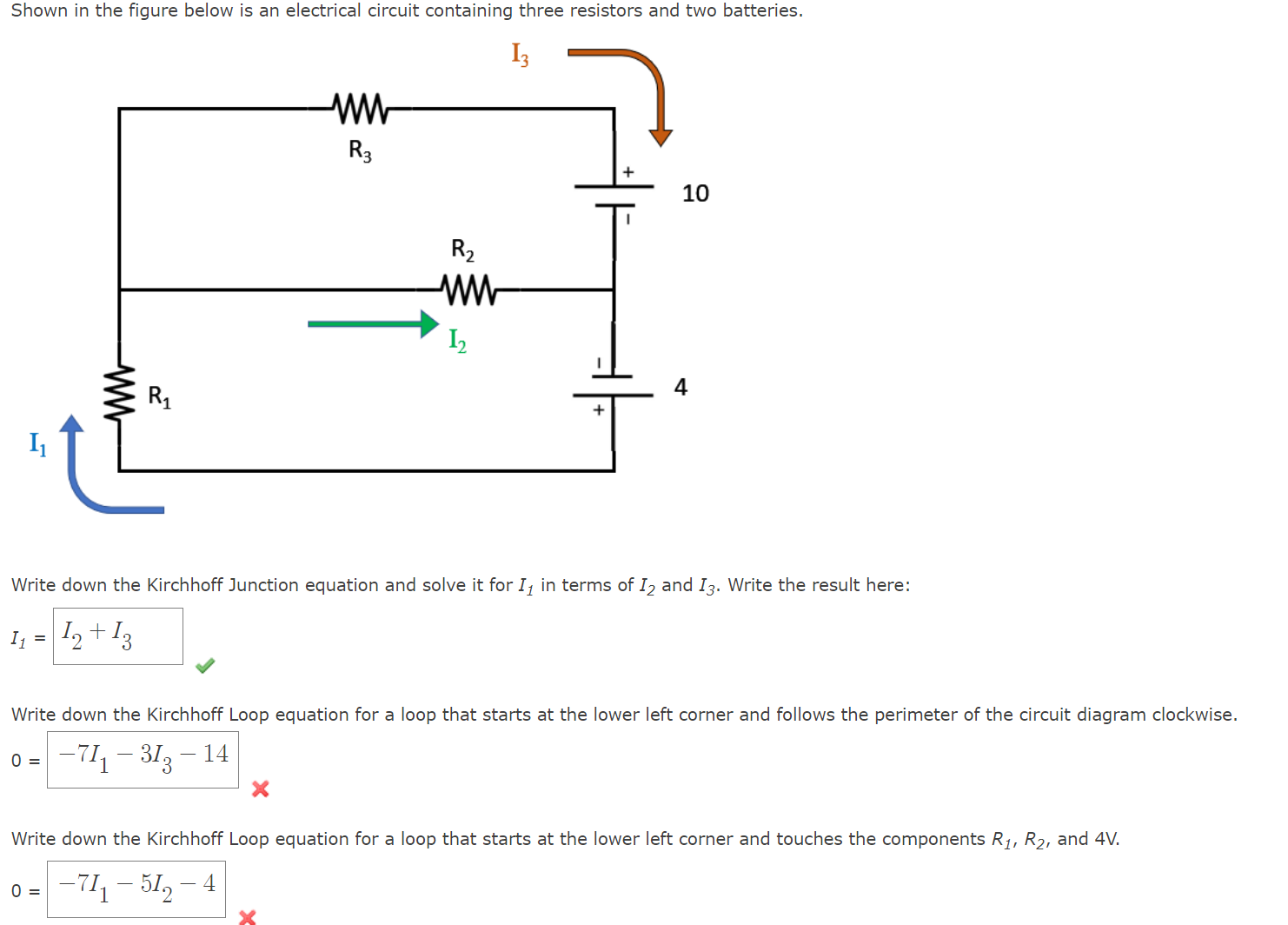 Solved Write down the Kirchhoff Junction equation and solve | Chegg.com