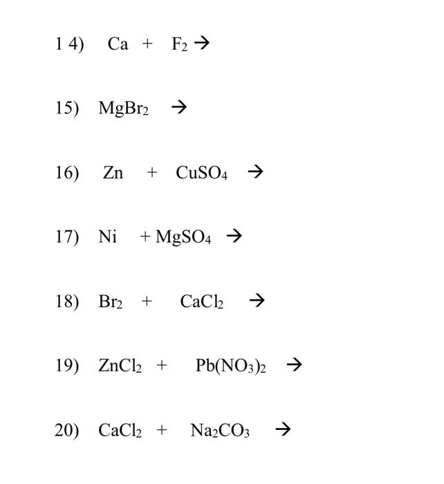 Solved Predict the products for the following equations, | Chegg.com