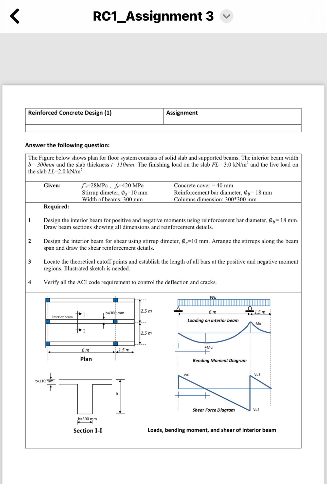 RC1_Assignment 3Reinforced Concrete Design | Chegg.com