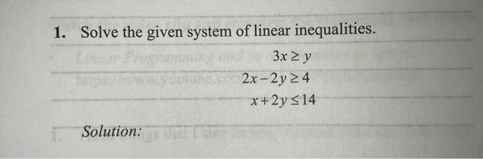 Solved 1. Solve the given system of linear inequalities. | Chegg.com