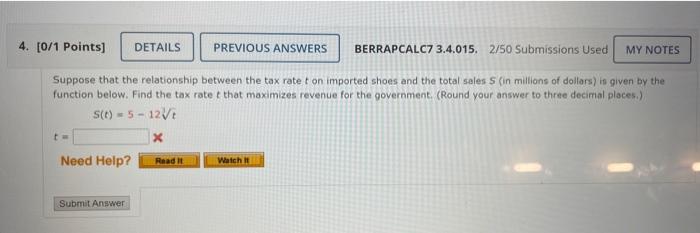 Solved Suppose that the relationship between the tax rate t | Chegg.com