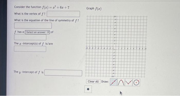 Solved Consider the function f(x)=x2+6x+7 Graph f(x) What is | Chegg.com