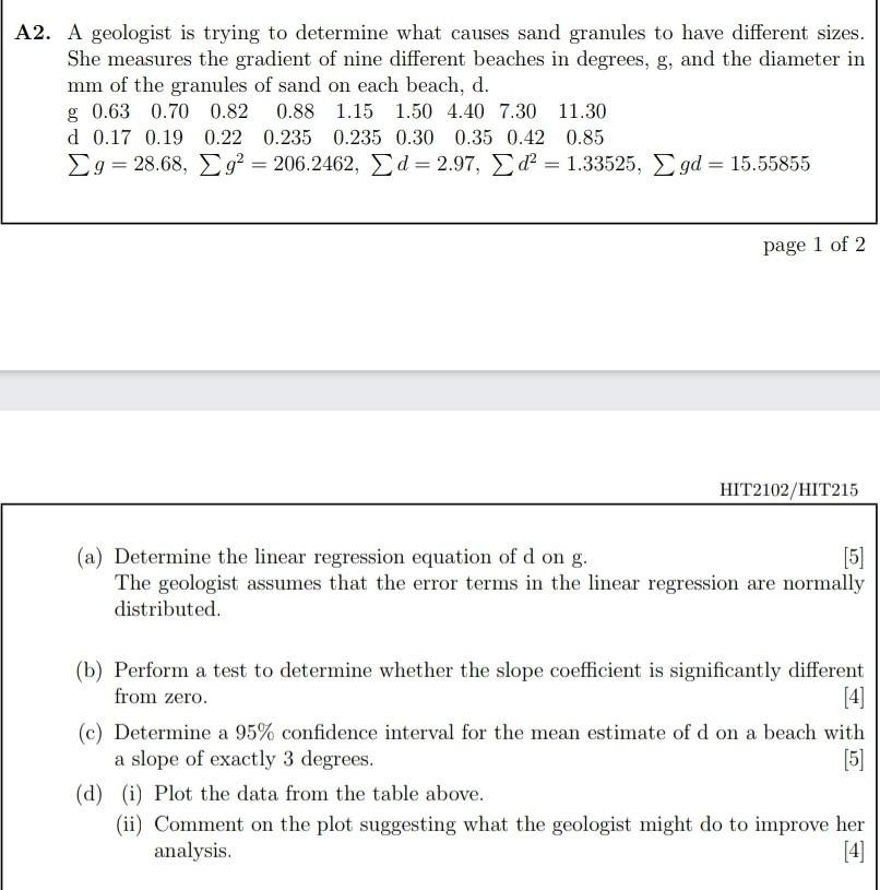 Solved A geologist is trying to determine what causes sand | Chegg.com