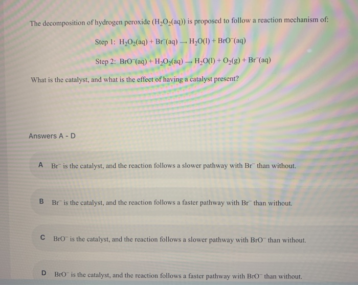 Solved: The Decomposition Of Hydrogen Peroxide (H2O2(aq)) ... | Chegg.com