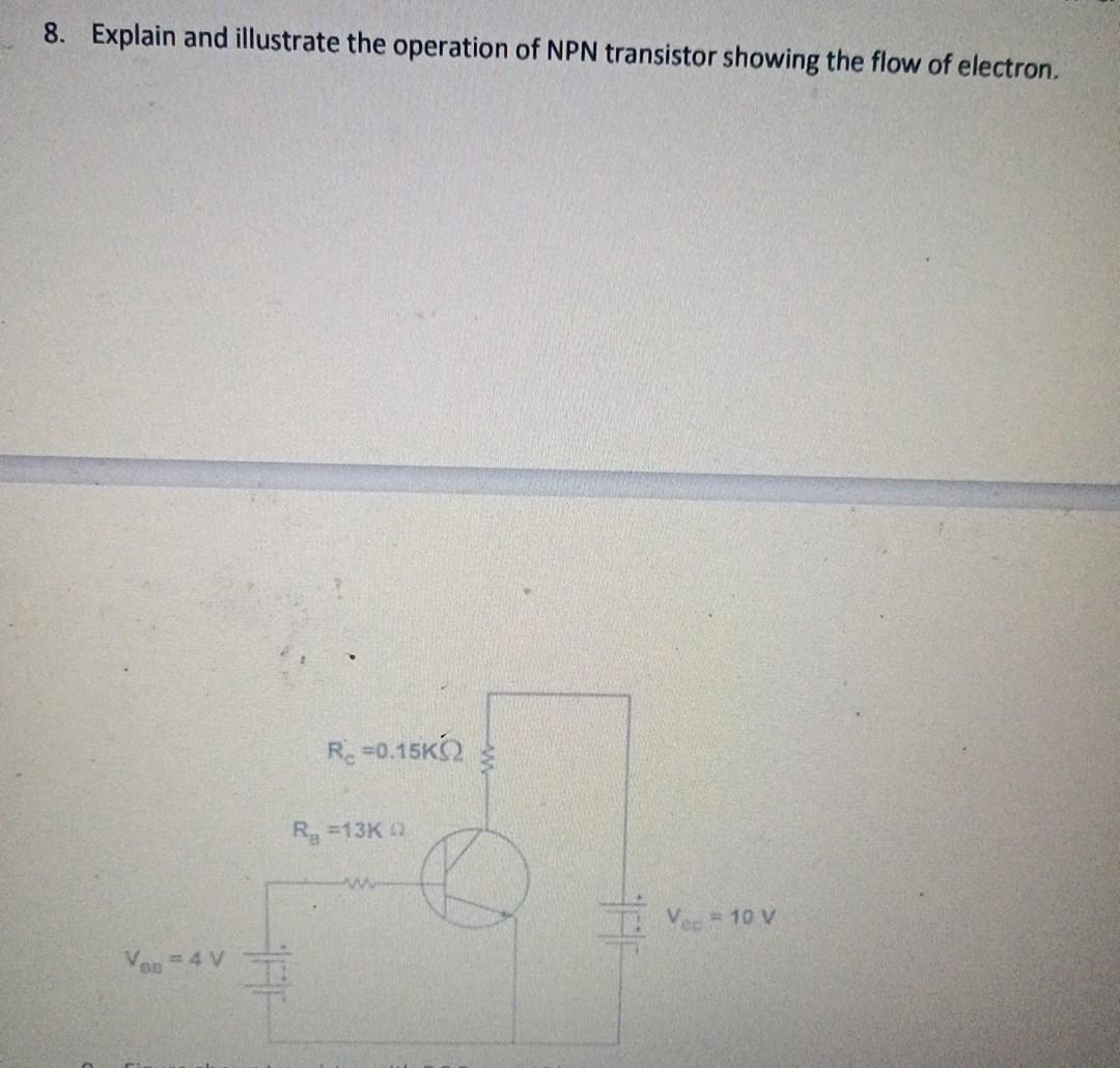 Solved 8. Explain and illustrate the operation of NPN | Chegg.com