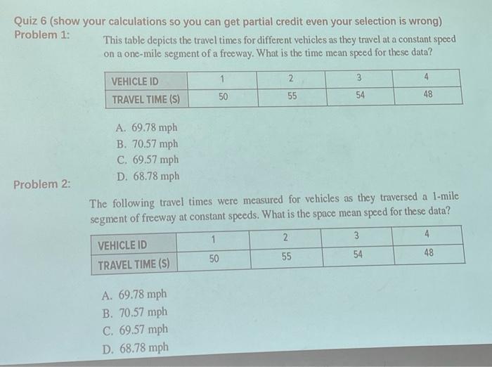 Solved Quiz 6 (show your calculations so you can get partial | Chegg.com