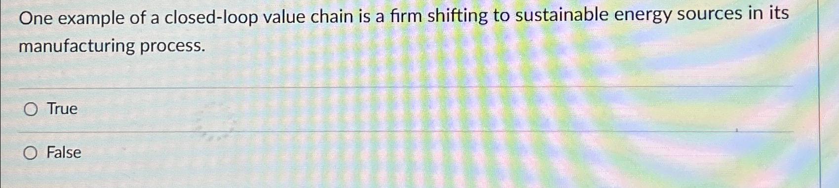 Solved One example of a closed-loop value chain is a firm | Chegg.com