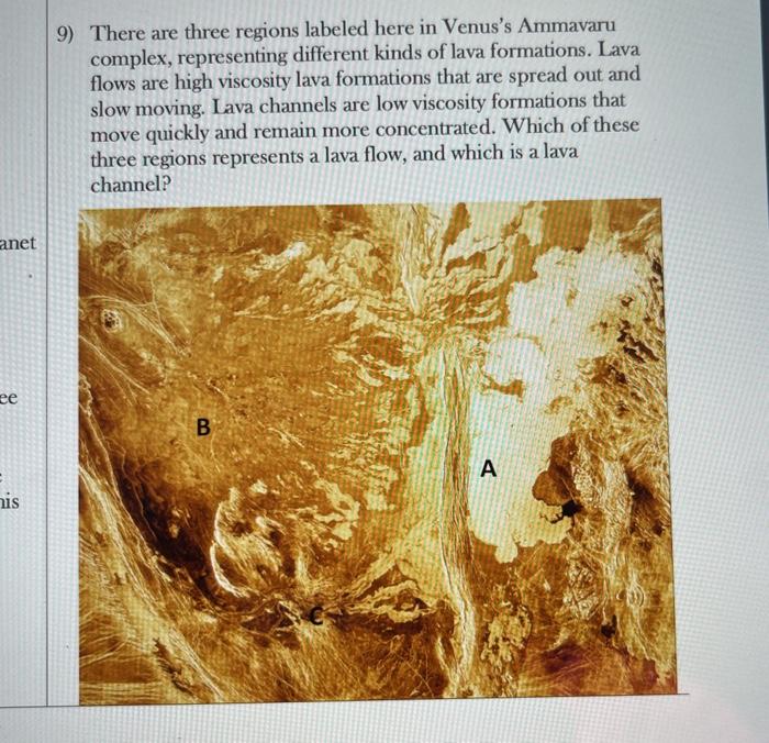 Solved 9) There are three regions labeled here in Venus's | Chegg.com