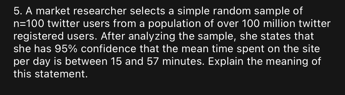 Solved A market researcher selects a simple random sample of | Chegg.com