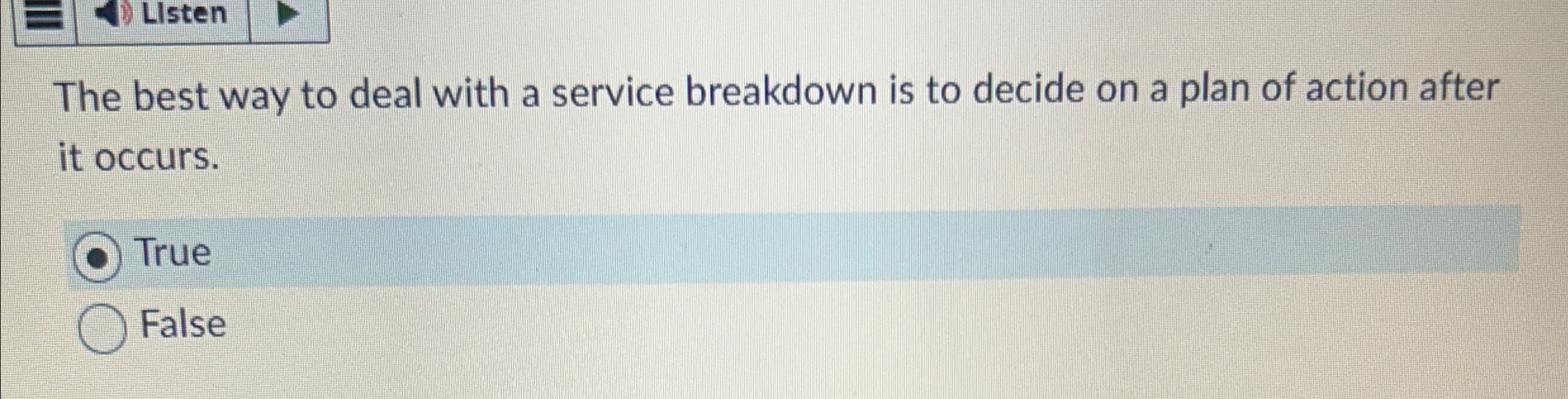 Solved LlstenThe best way to deal with a service breakdown | Chegg.com