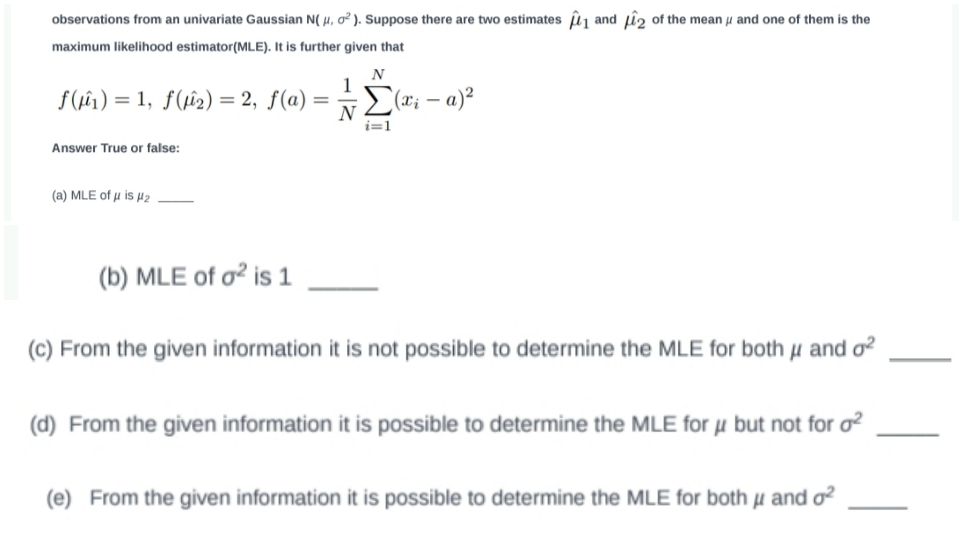 Solved observations from an univariate Gaussian N(μ,σ2). | Chegg.com