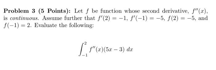 Solved Problem 3 (5 Points): Let f be function whose second | Chegg.com