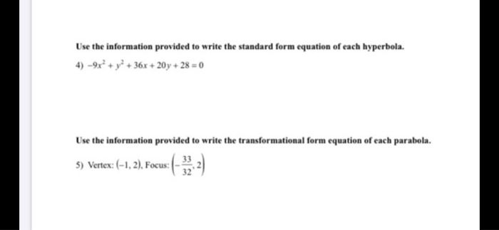 Solved Use the information provided to write the standard | Chegg.com