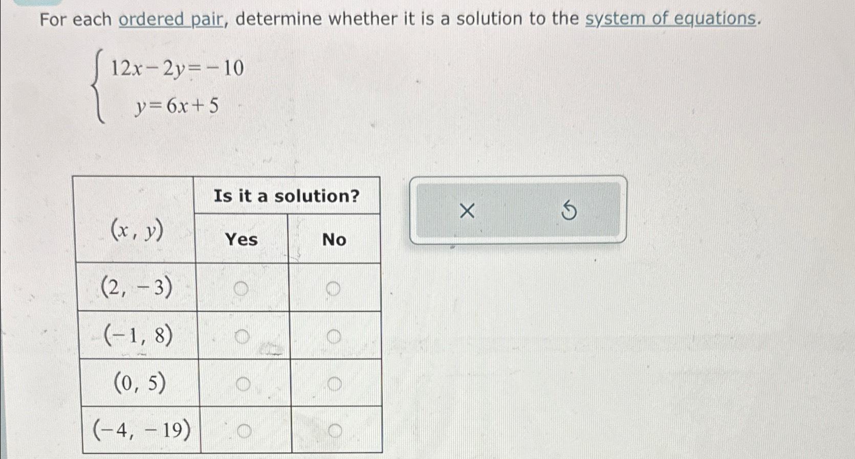 Solved For each ordered pair, determine whether it is a | Chegg.com