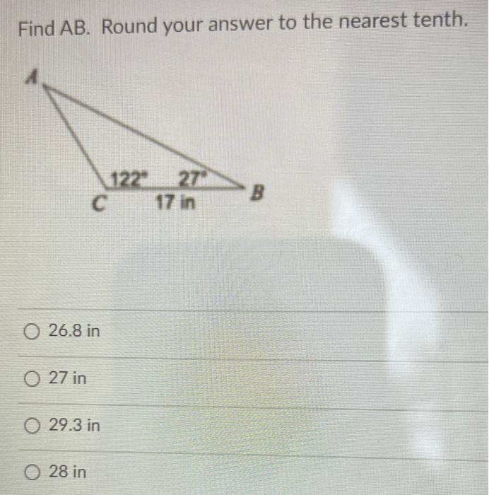 Solved Find AB. Round your answer to the nearest tenth. 26.8 | Chegg.com
