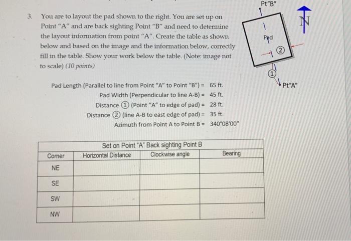 Solved Pt"B" A 3. You are to layout the pad shown to the | Chegg.com