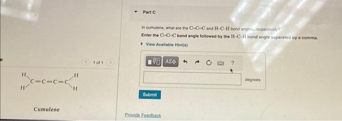 Solved In cumulene, what are the C−C−C and H−C−H bond | Chegg.com